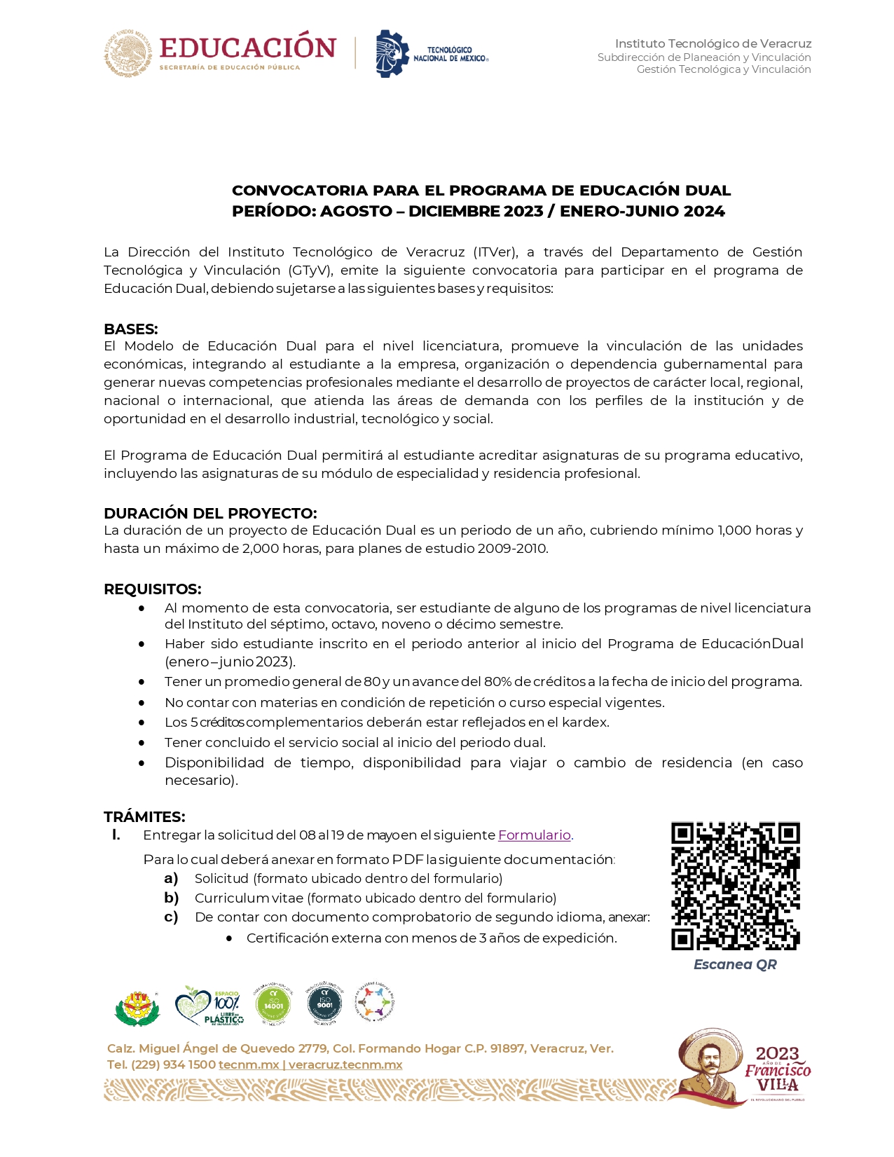 CONVOCATORIA PARA EL PROGRAMA DE EDUCACIÓN DUAL AD23-EJ24